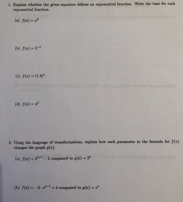 Solved 1. Explain whether the given equation defines an | Chegg.com