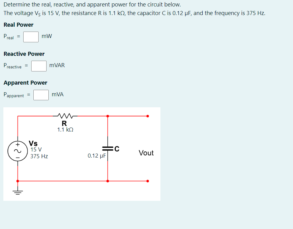 Solved Determine the real, reactive, and apparent power for | Chegg.com