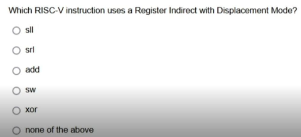 Solved Which RISC-V instruction uses a Register Indirect | Chegg.com