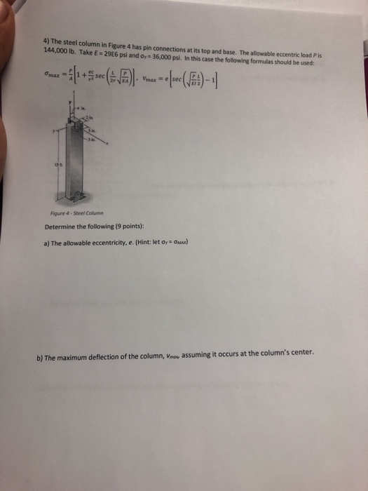 4) The steel column in Figure 4 has pin connections | Chegg.com