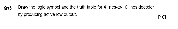 Solved Q16 Draw the logic symbol and the truth table for 4 | Chegg.com