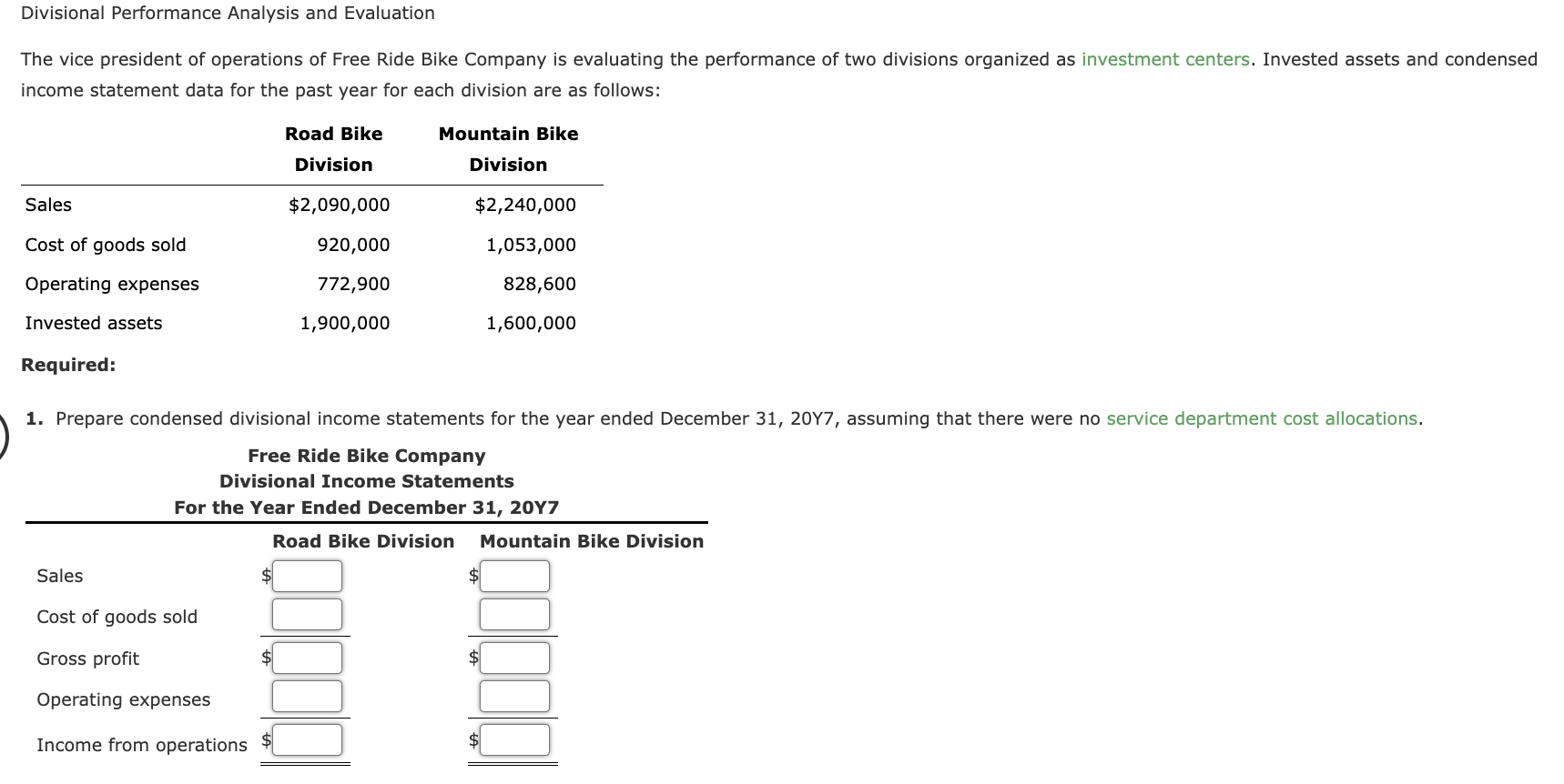 Solved Divisional Performance Analysis and Evaluation The | Chegg.com