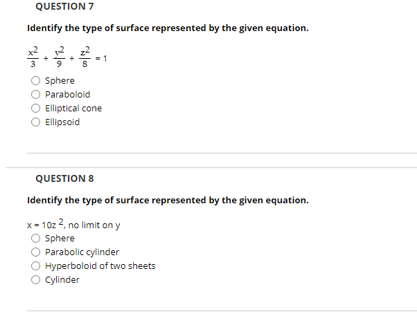 Solved QUESTION 7 Identify the type of surface represented | Chegg.com