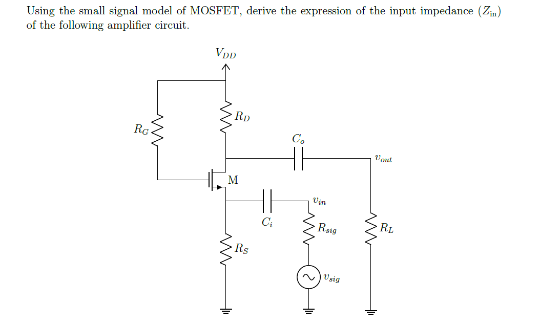 Solved Using the small signal model of MOSFET, derive the | Chegg.com