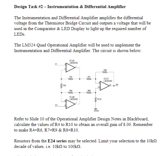 Solved Design Task # 2 - Instrumentation & Differential | Chegg.com