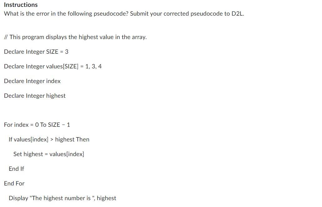 Solved Instructions What is the error in the following | Chegg.com