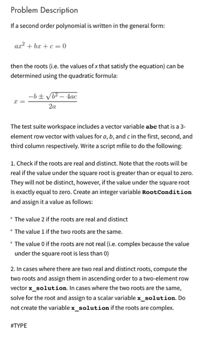 Solved If a second order polynomial is written in the | Chegg.com