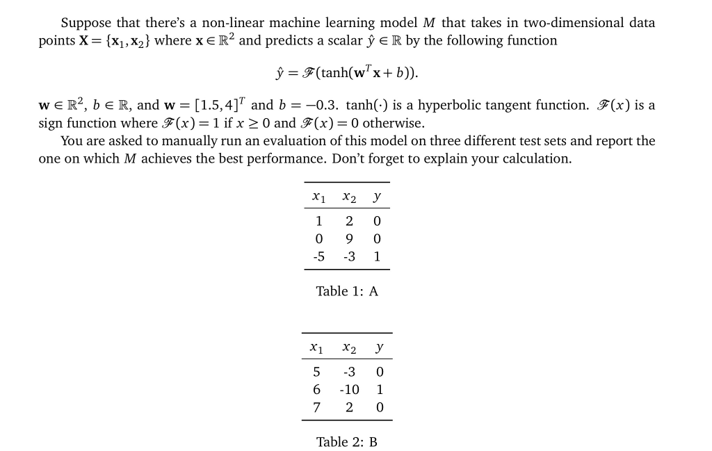 Suppose that there's a non-linear machine learning | Chegg.com