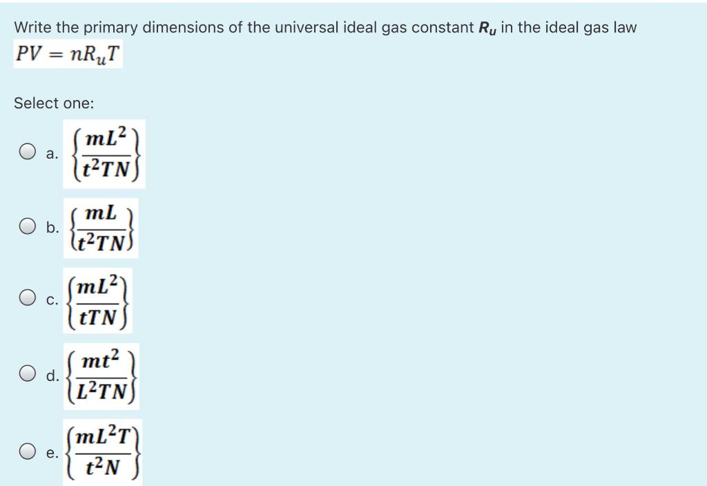 Solved Write the primary dimensions of the universal ideal | Chegg.com
