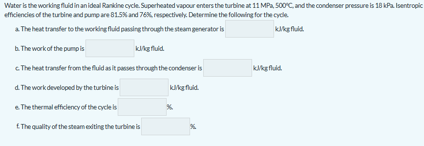 Solved Water is the working fluid in an ideal Rankine cycle. | Chegg.com
