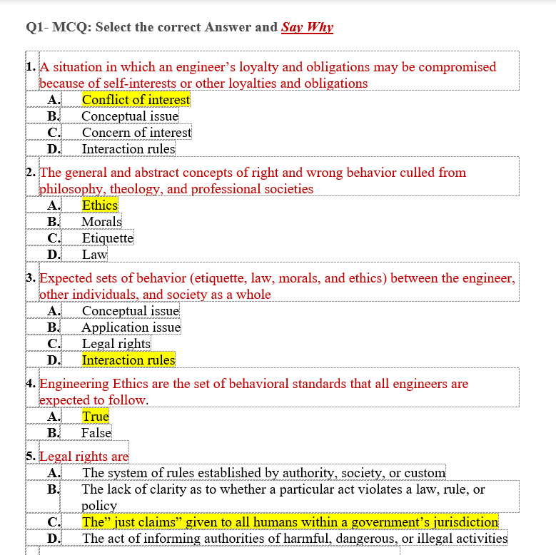 Solved Q1-MCQ: Select the correct Answer and Say Why D. B. | Chegg.com