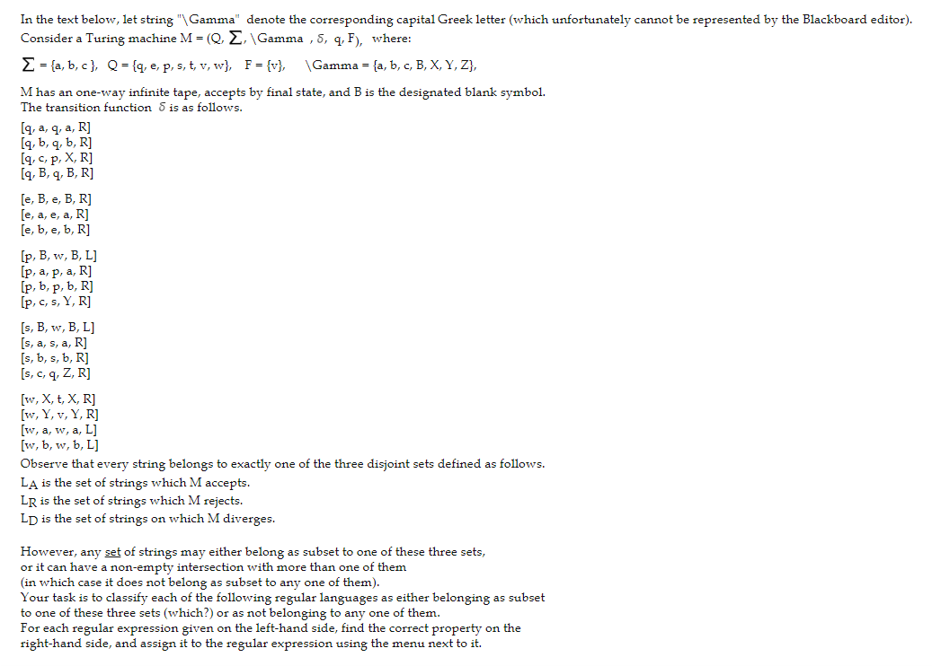 In the text below, let string "Gamma" denote the | Chegg.com