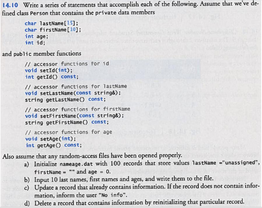 Solved 14.10 Write a series of statements that accomplish | Chegg.com