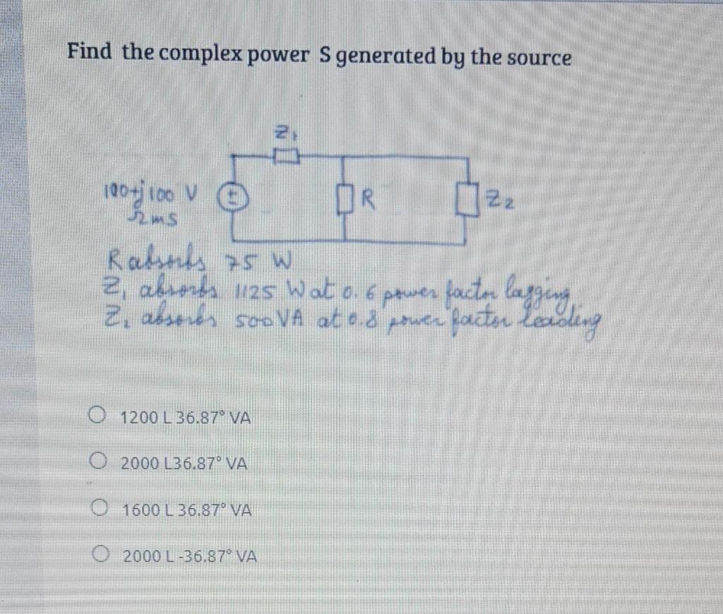 Solved Find the complex power S generated by the source | Chegg.com