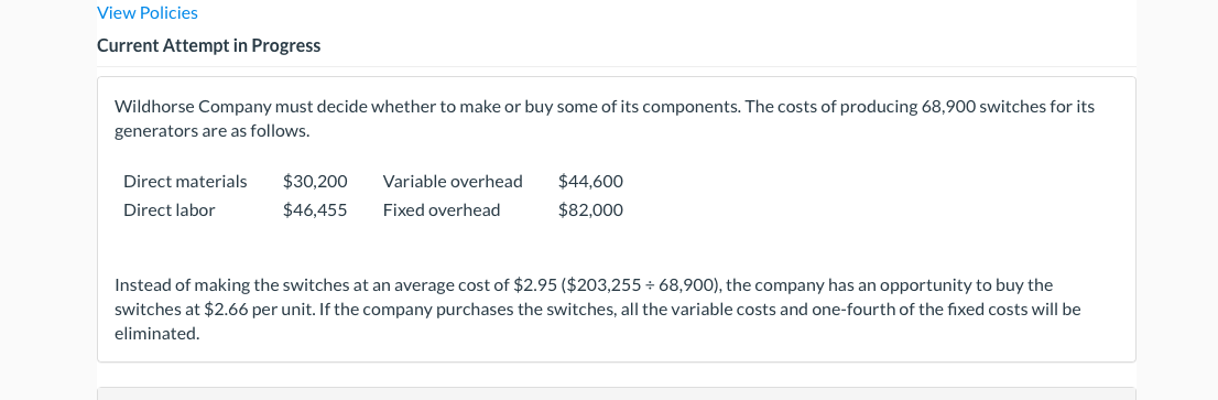 Solved View Policies Current Attempt in Progress Wildhorse | Chegg.com