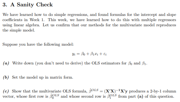 Solved 3. A Sanity Check We have learned how to do simple | Chegg.com