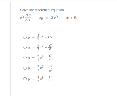 Solved Solve the differential equation x2 | Chegg.com