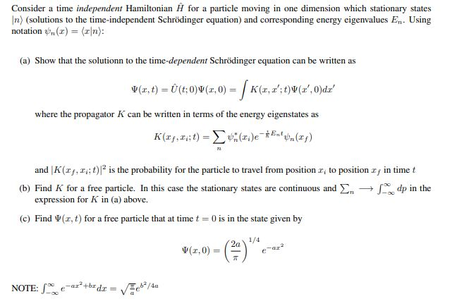 Solved Consider a time independent Hamiltonian Ĥ for a | Chegg.com