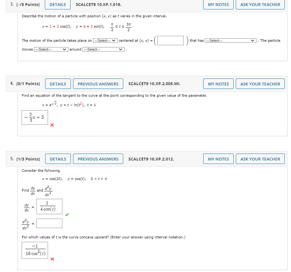 Solved 3. [-/5 Points] DETAILS SCALCET9 10.XP.1.019. | Chegg.com