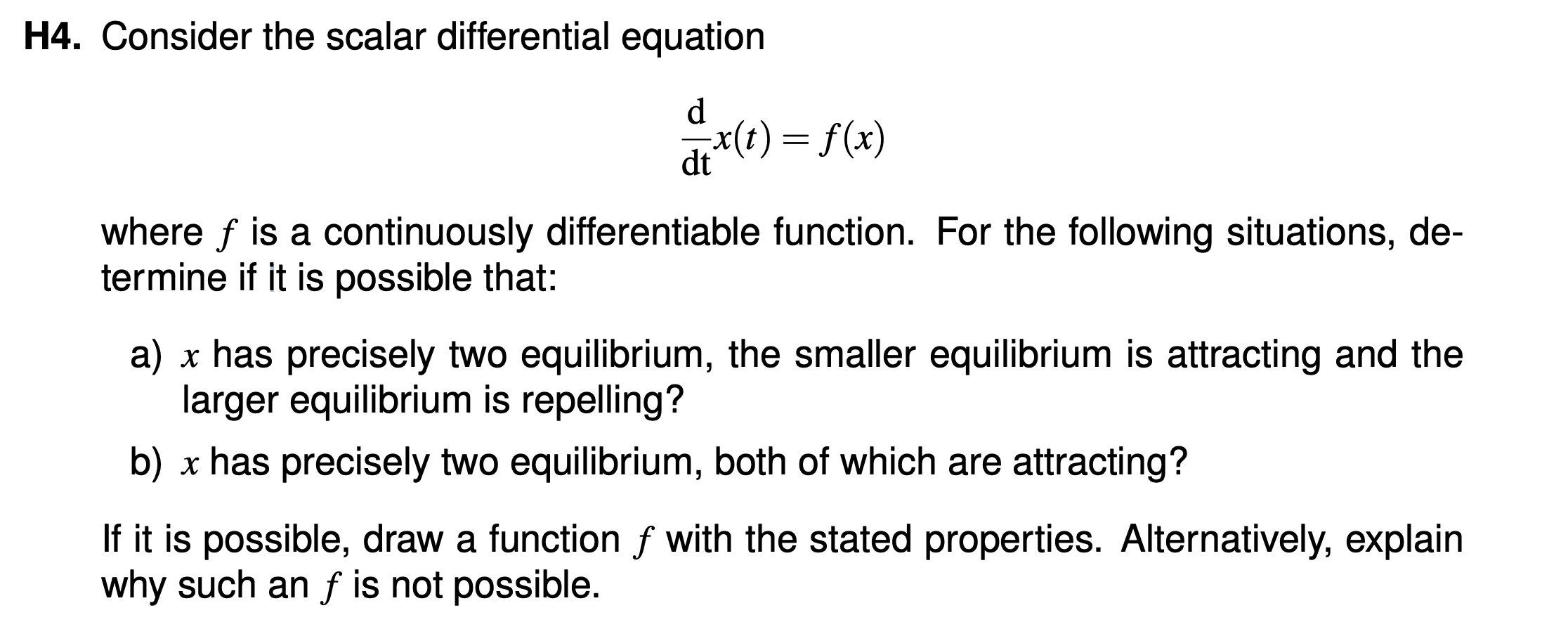 H4. ﻿Consider the scalar differential | Chegg.com