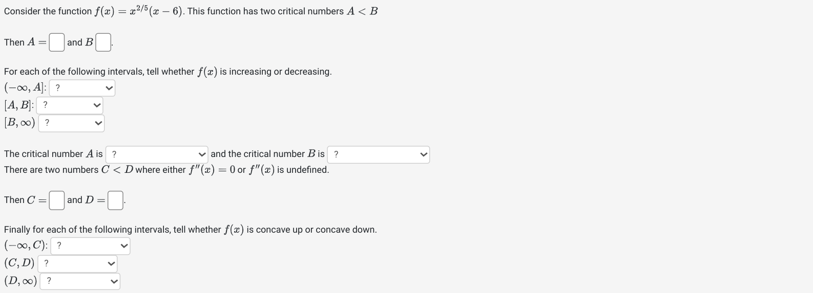 Solved Consider the function f(x)=x2/5(x−6). This function | Chegg.com