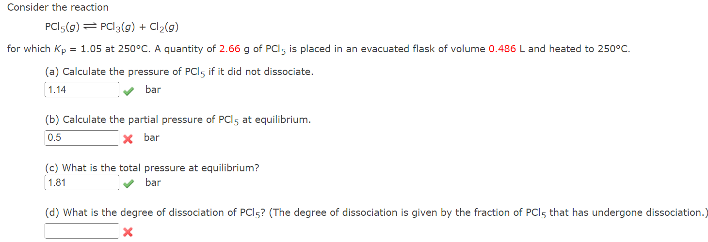 Solved Consider the reaction PCl5(g)⇌PCl3(g)+Cl2(g) for | Chegg.com