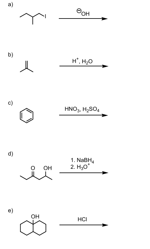 Solved Write down the products for the following reactions: | Chegg.com