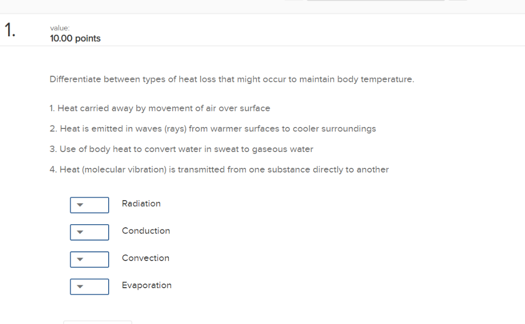 Solved 1. value: 10.00 points Differentiate between types of | Chegg.com