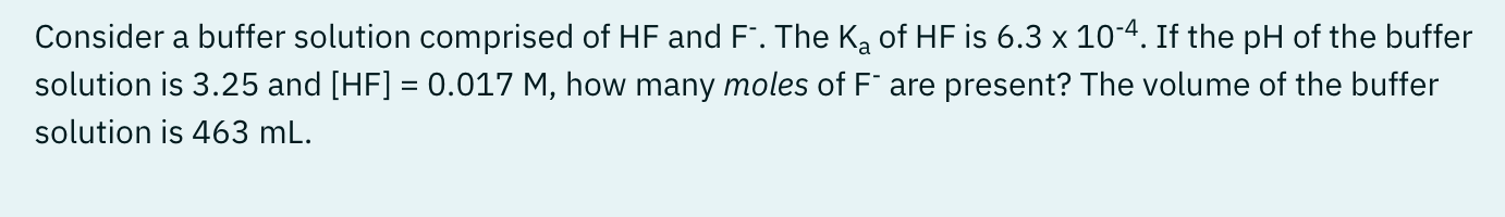 Solved Consider a buffer solution comprised of HF and F−. | Chegg.com