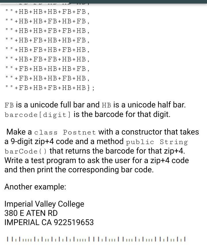 Solved POSTNET (Postal Numeric Encoding Technique) was a | Chegg.com