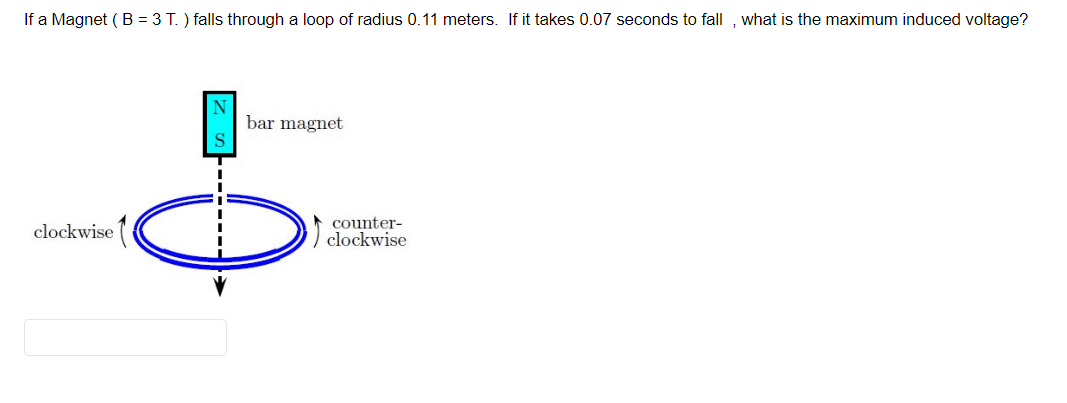 Solved If a Magnet ( B=3 T. ) falls through a loop of radius | Chegg.com