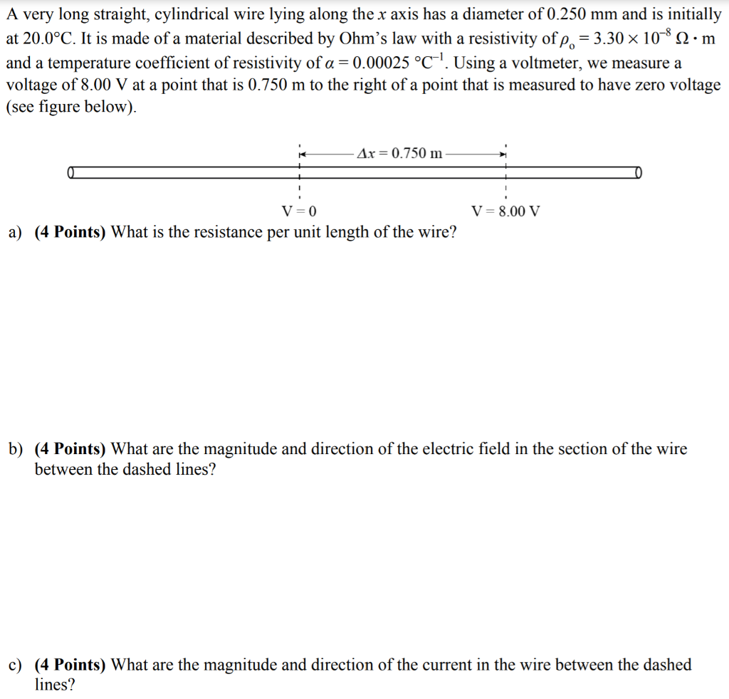 Solved A very long straight, cylindrical wire lying along | Chegg.com
