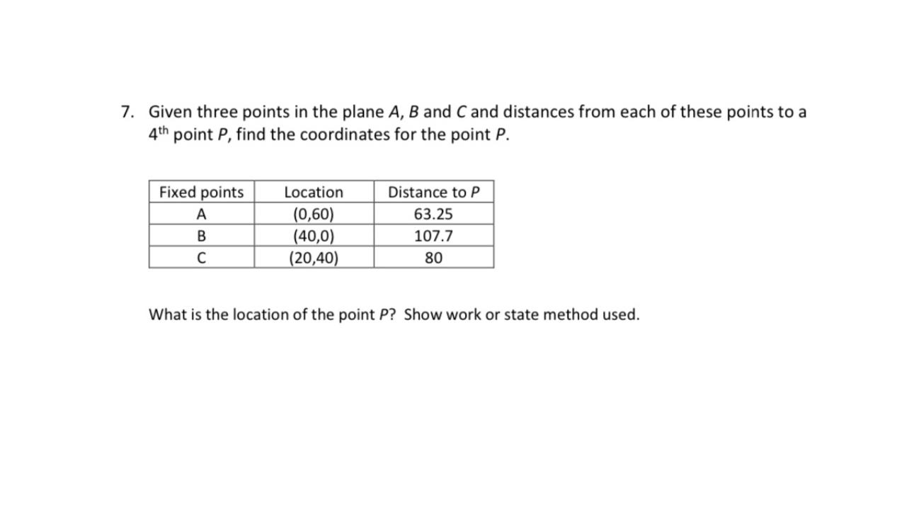 Solved Given three points in the plane A,B and C and | Chegg.com