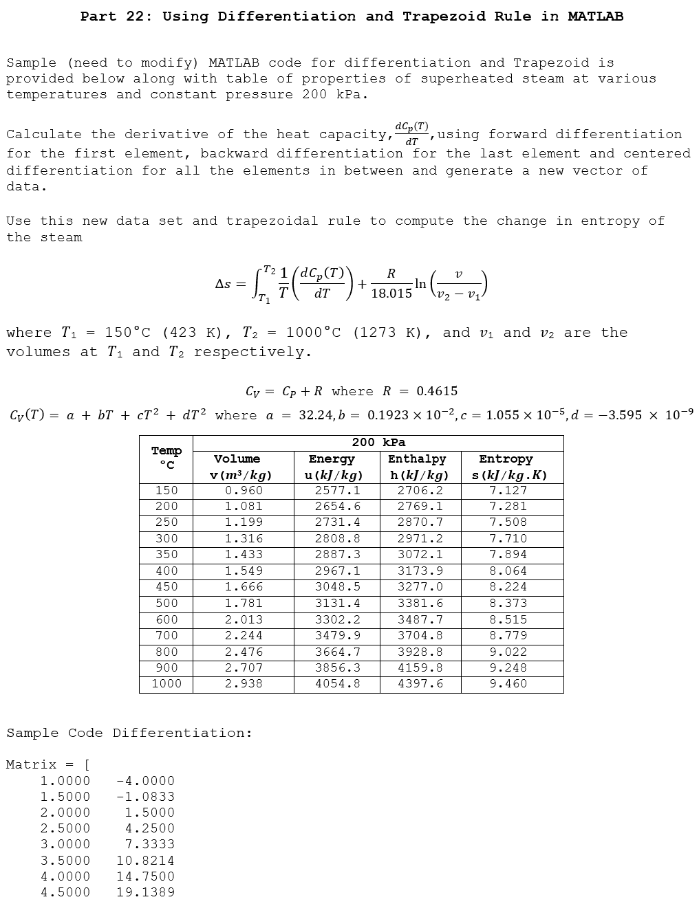 Part 22: Using Differentiation and Trapezoid Rule in | Chegg.com