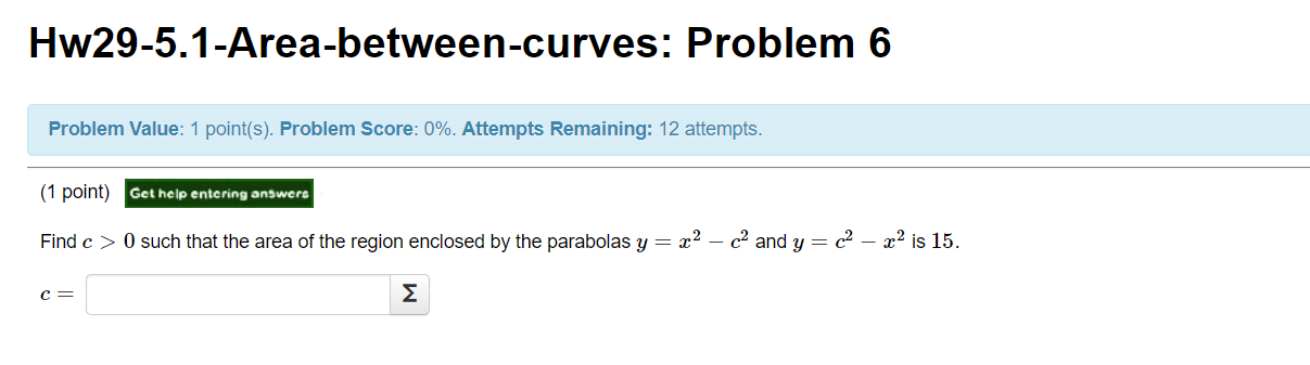 Solved Hw29-5.1-Area-between-curves: Problem 6 Problem | Chegg.com