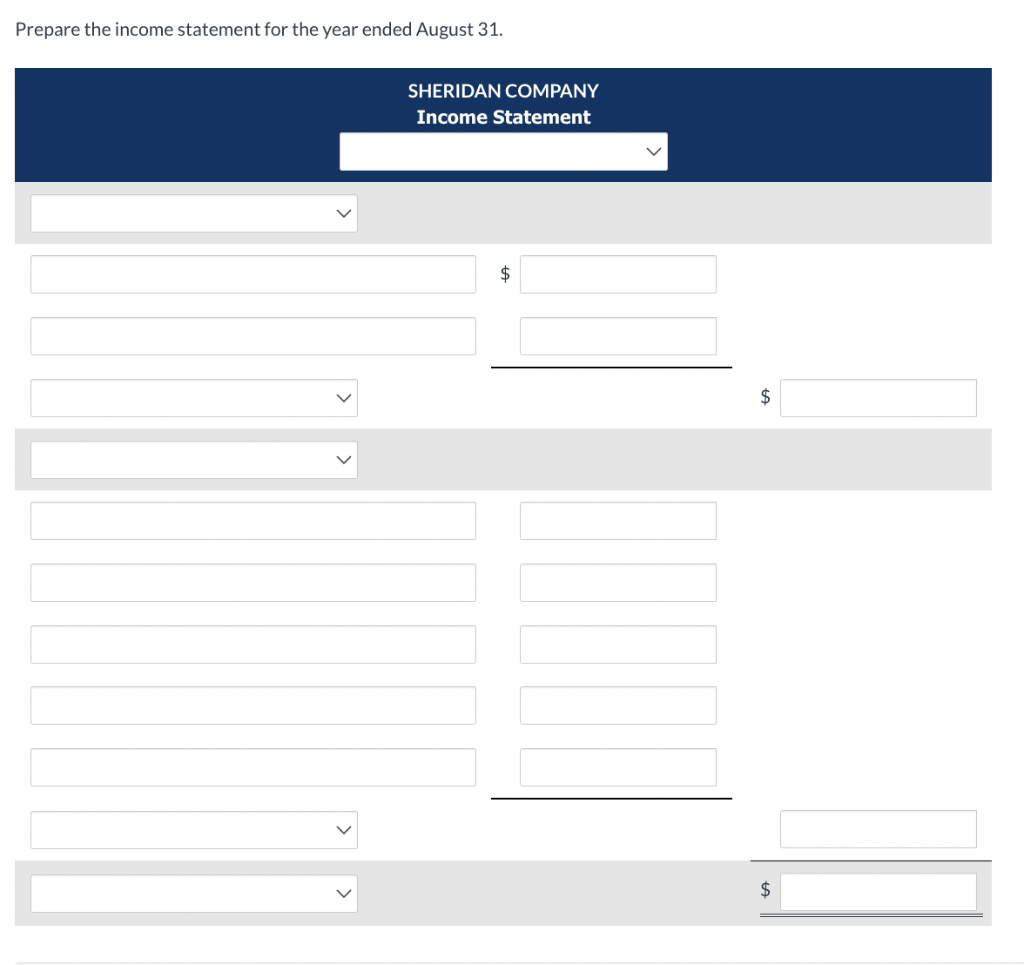 Solved Prepare the income statement for the year ended | Chegg.com