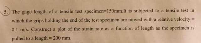 Solved 5. The gage length of a tensile test | Chegg.com