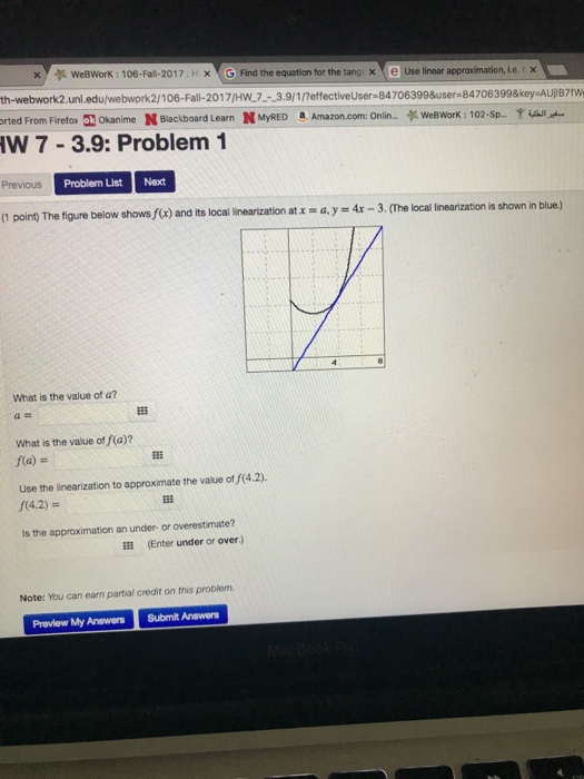 Solved , WeBWorK : 106-Fall-2017 : H × G Find the equation | Chegg.com