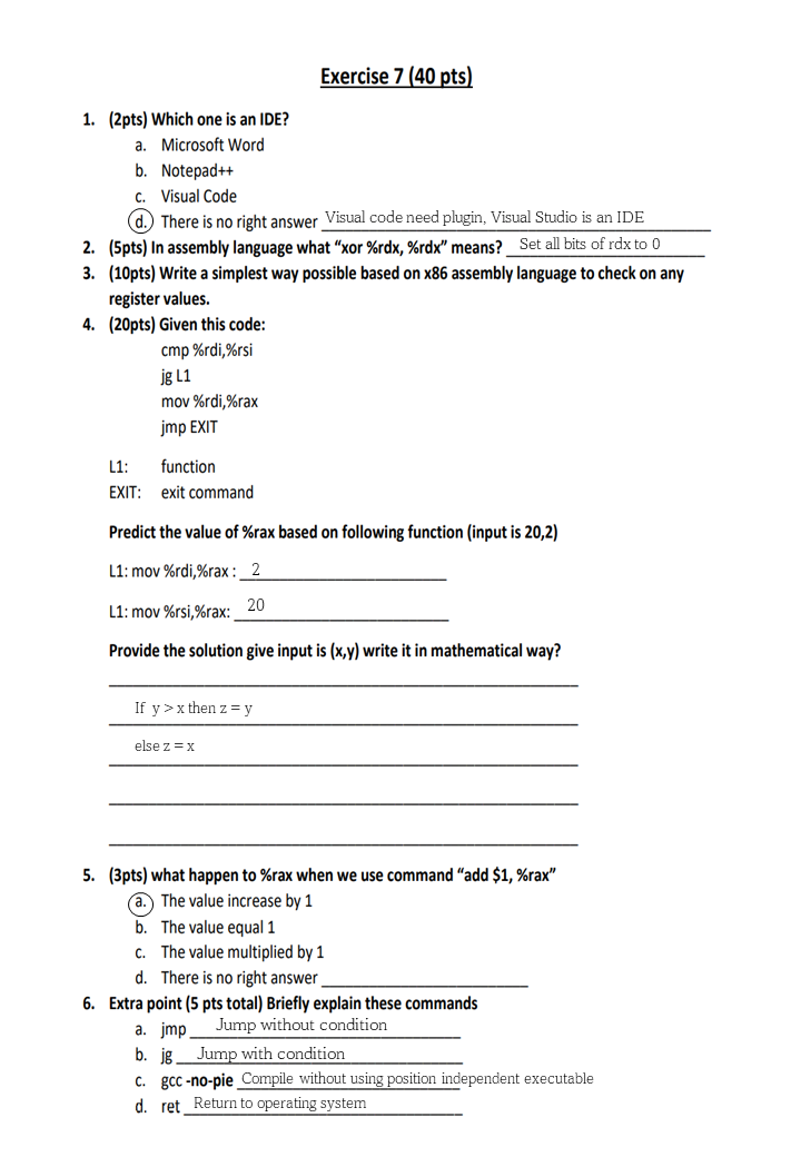 Solved Exercise 7 (40 pts) 1. (2pts) Which one is an IDE? a. | Chegg.com