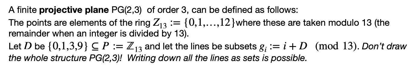 A finite projective plane PG(2,3) of order 3, can be | Chegg.com