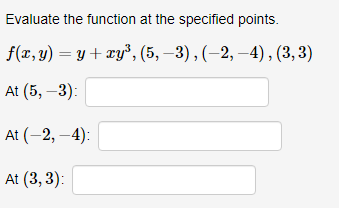 Solved Evaluate the function at the specified points. | Chegg.com