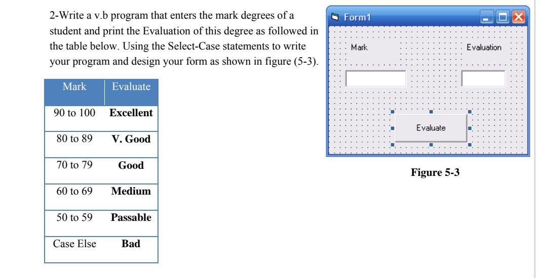 Solved Form1 2-Write a v.b program that enters the mark | Chegg.com