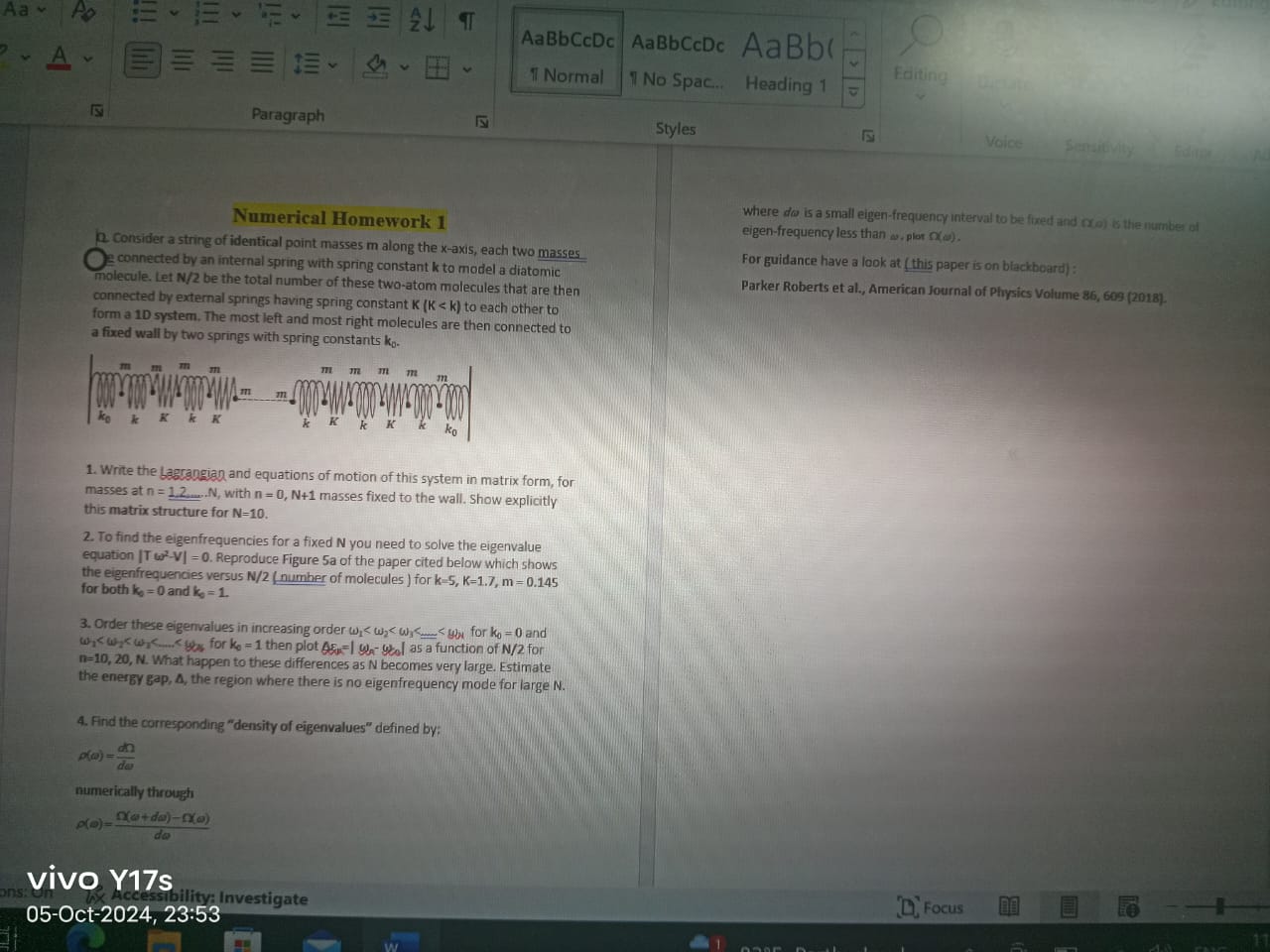 Solved Numerical Homework 1A. ﻿Consider a string of | Chegg.com