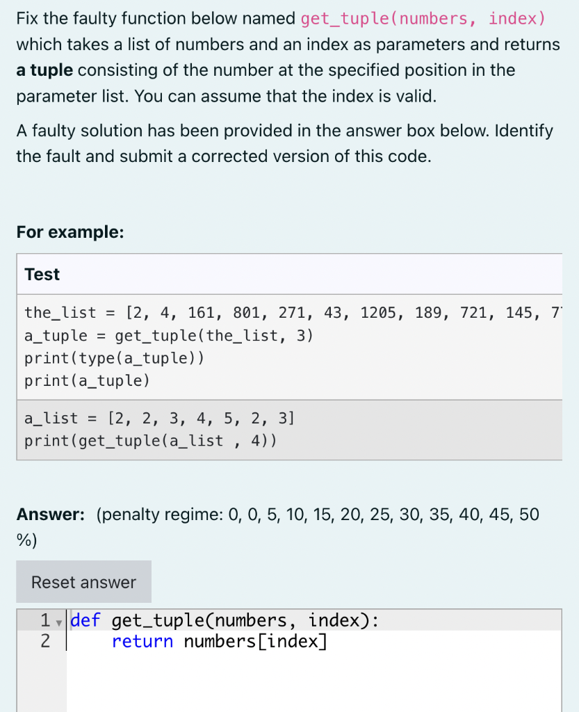 Solved Fix the faulty function below named | Chegg.com