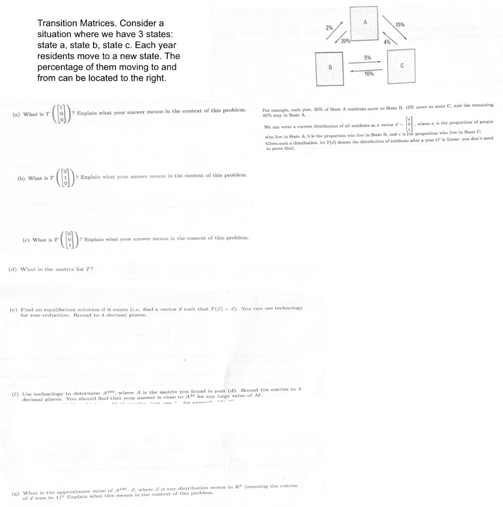 Solved Transition Matrices. Consider a situation where we | Chegg.com