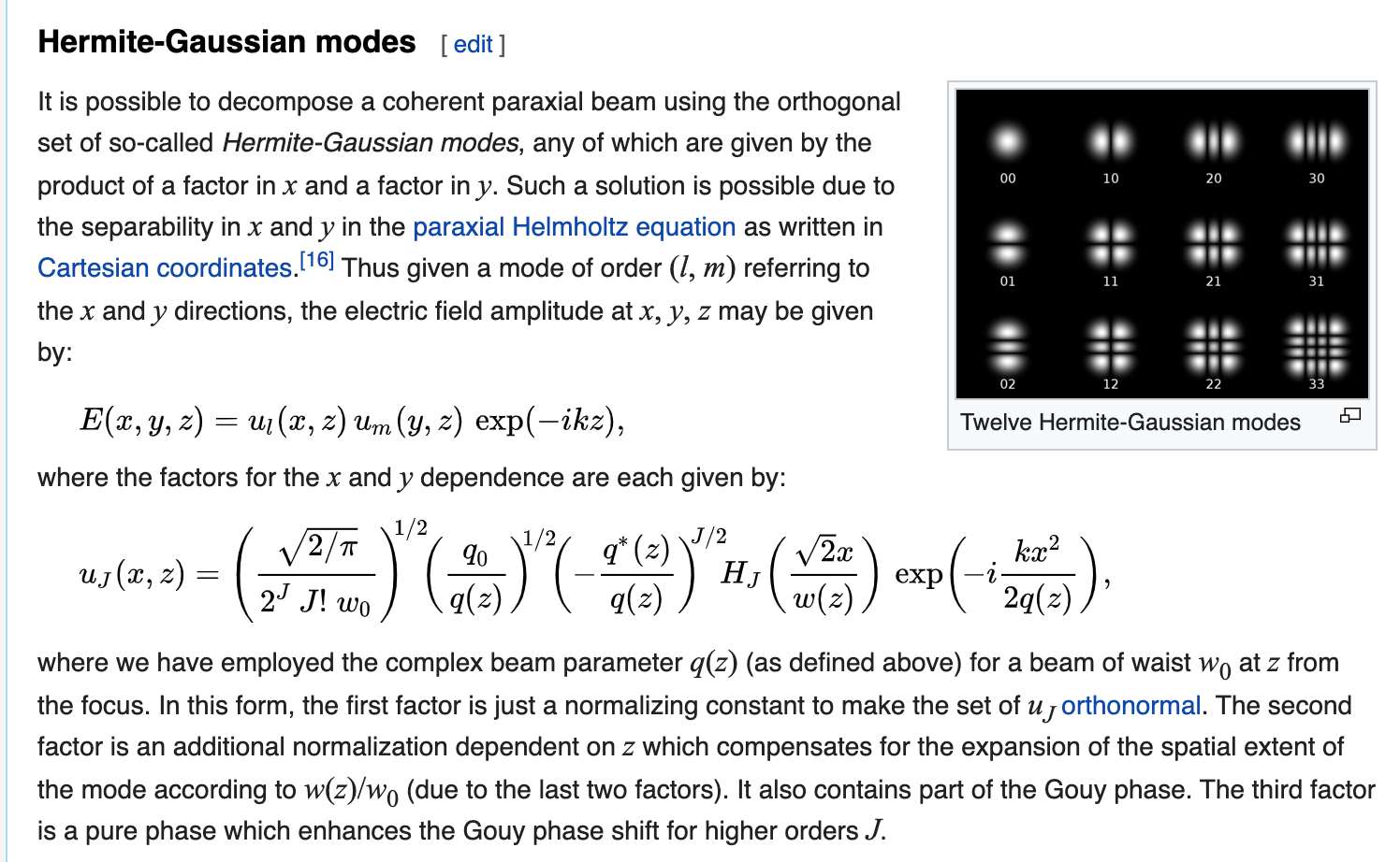 Solved Hermite-Gaussian modes [edit] 00 10 20 30 It is | Chegg.com