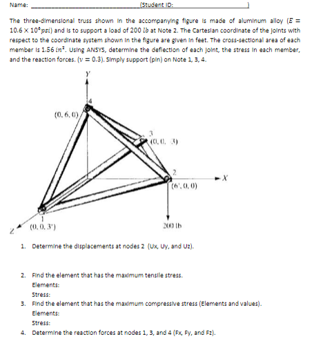 Solved The three-dimensional truss shown in the accompanying | Chegg.com