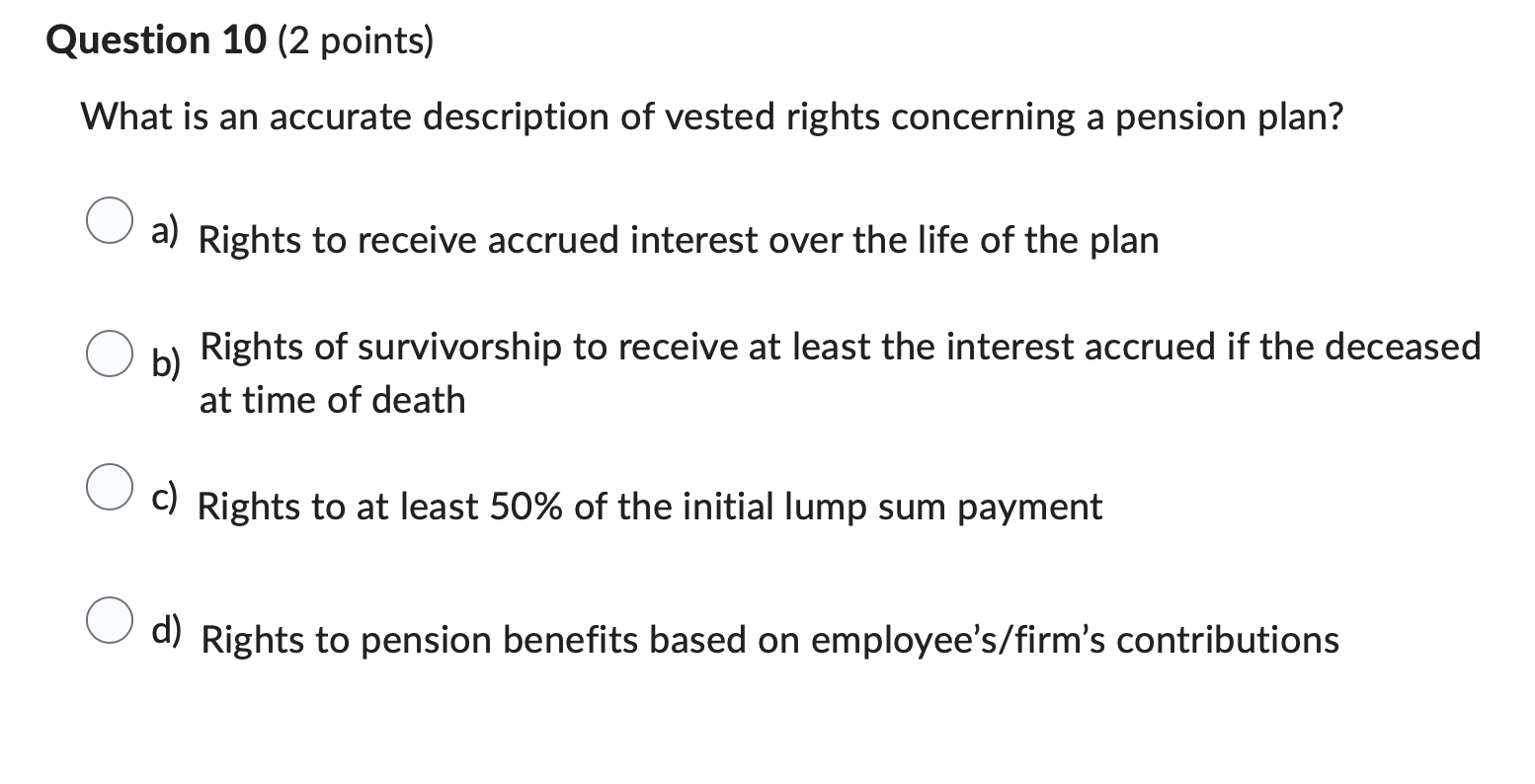 Solved What is an accurate description of vested rights | Chegg.com