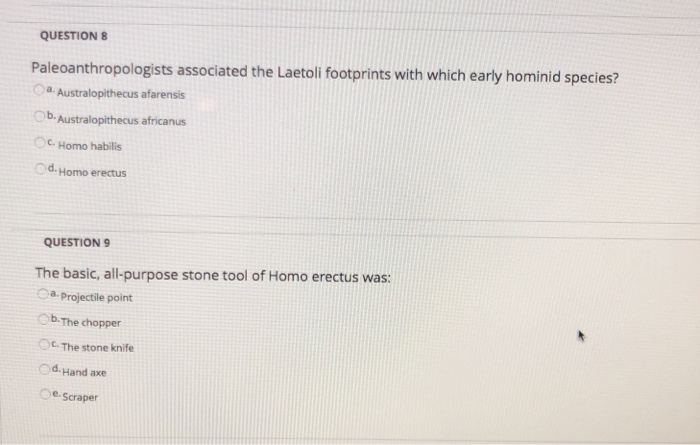 Solved Because the Ethiopian fossil, Ardipithecus ramidus or | Chegg.com