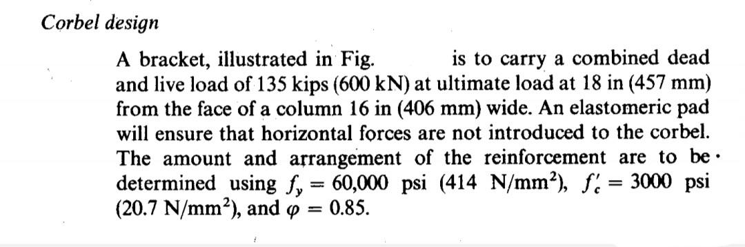 Solved Corbel design A bracket, illustrated in Fig. is to | Chegg.com
